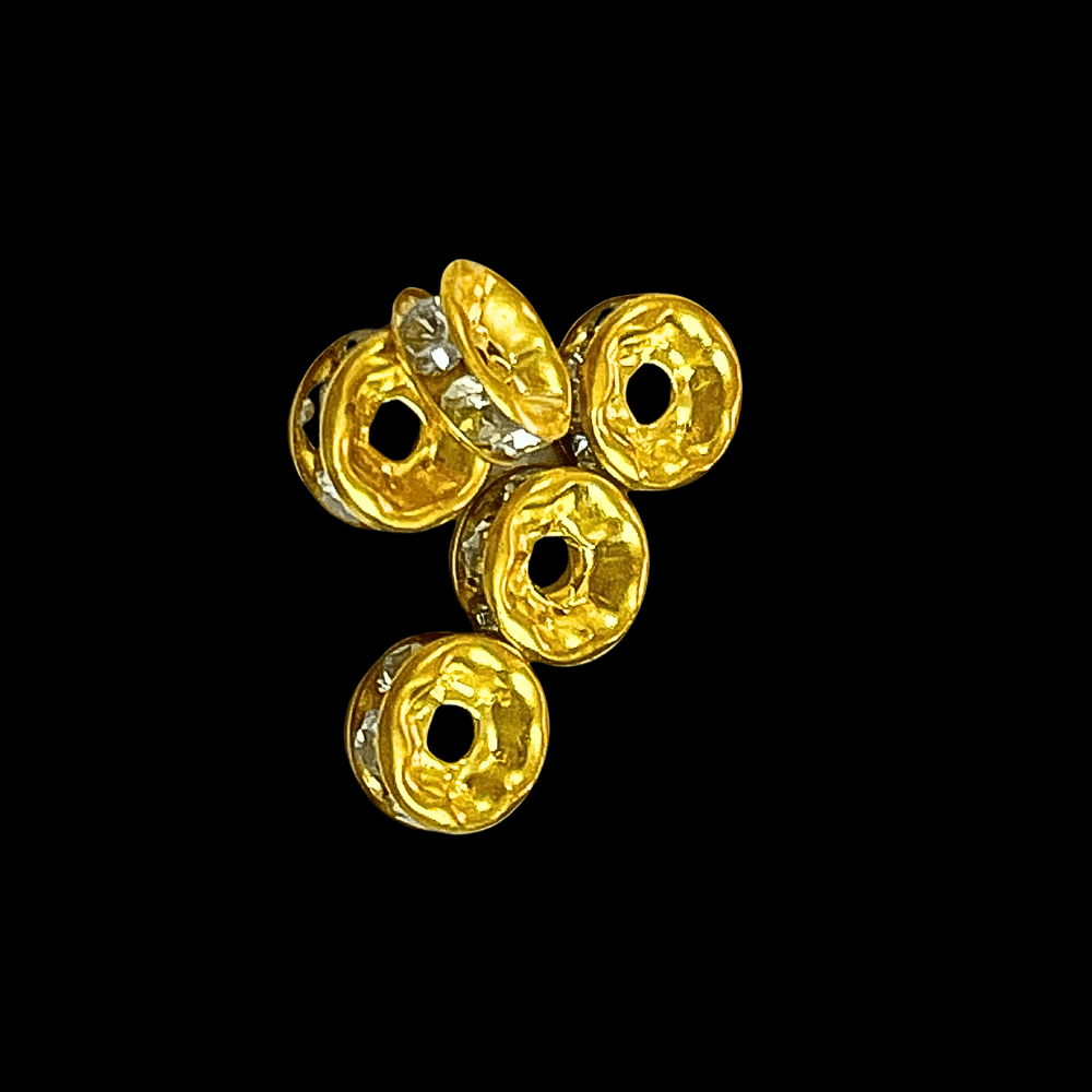Round Golden color stone metal Tassel Beads